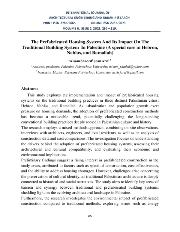 (PDF) The Prefabricated Housing System and Its Impact on The ...