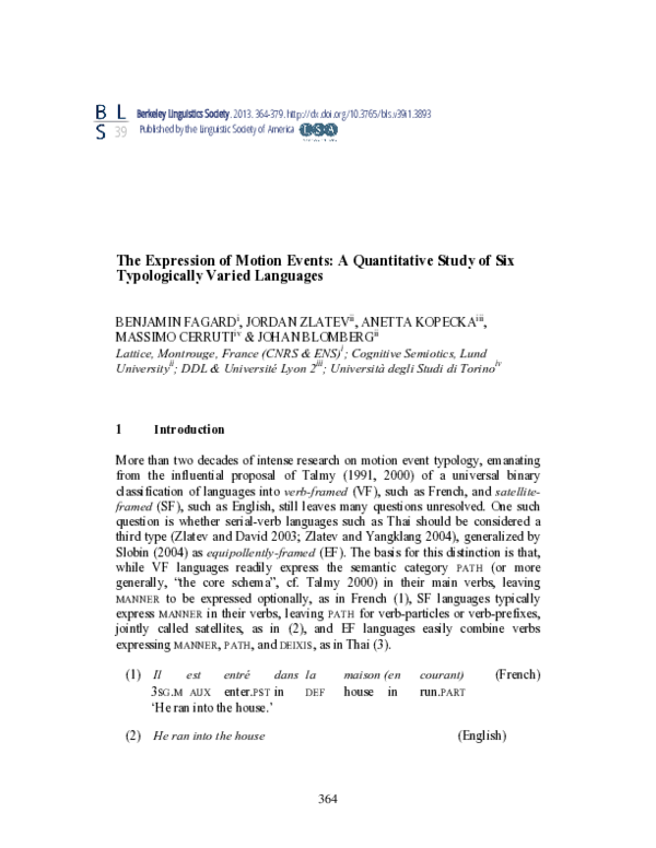 (PDF) The Expression of Motion Events: A Quantitative Study of Six ...