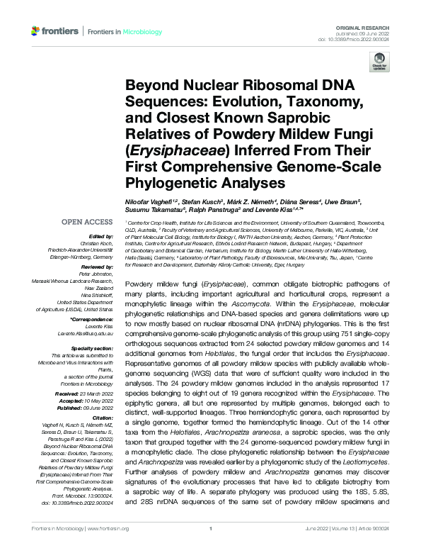 (PDF) Beyond Nuclear Ribosomal DNA Sequences: Evolution, Taxonomy, and ...