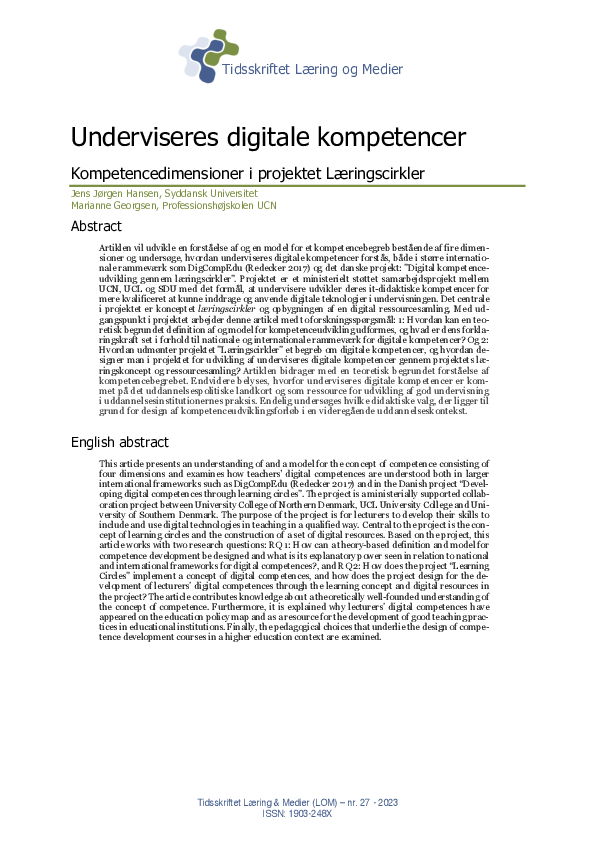 (PDF) Underviseres digitale kompetencer