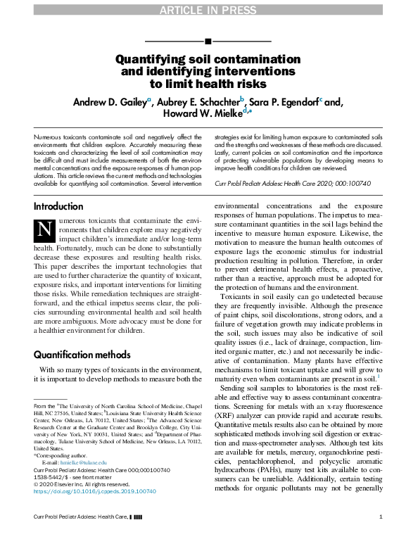 (PDF) Quantifying soil contamination and identifying interventions to ...