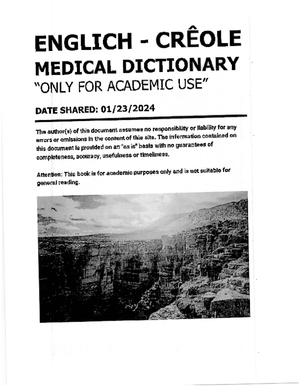 (PDF) ENGLISH TO CREOLE DICTIONARY (for Medical use) (SHARED BOOK For ...