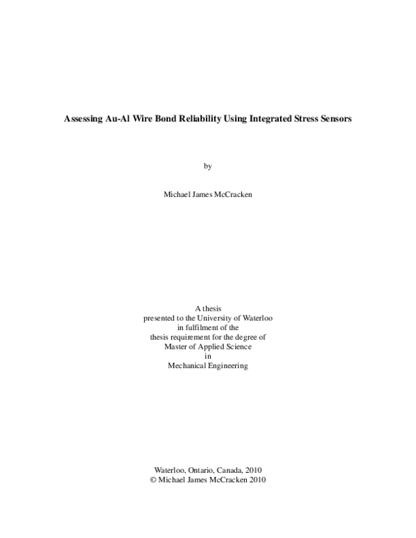 (PDF) Assessing Au-Al wire bond reliability using integrated stress sensors