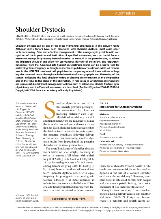 (PDF) Shoulder dystocia