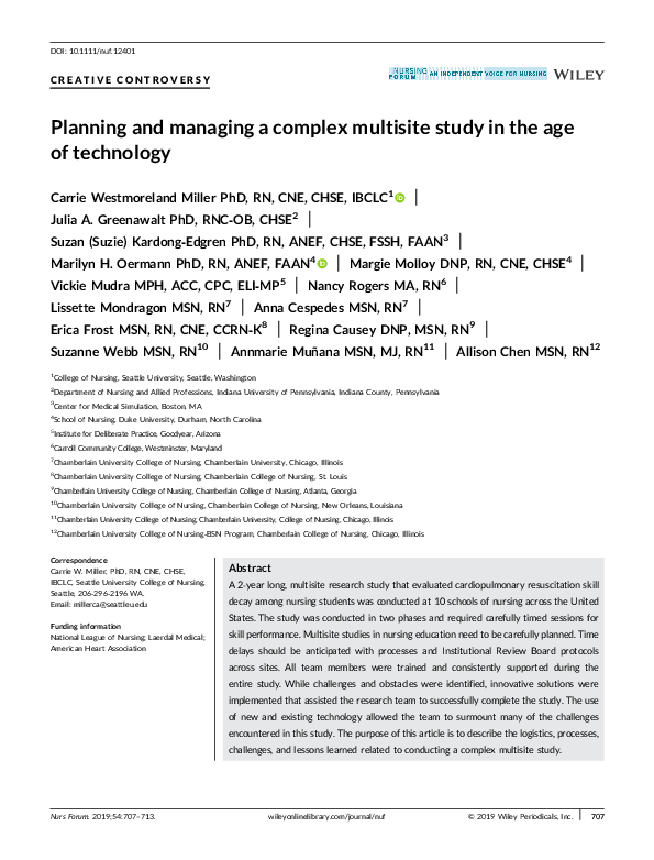(PDF) Planning and managing a complex multisite study in the age of ...