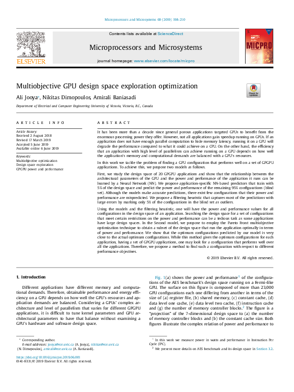 Pdf Multiobjective Gpu Design Space Exploration Optimization