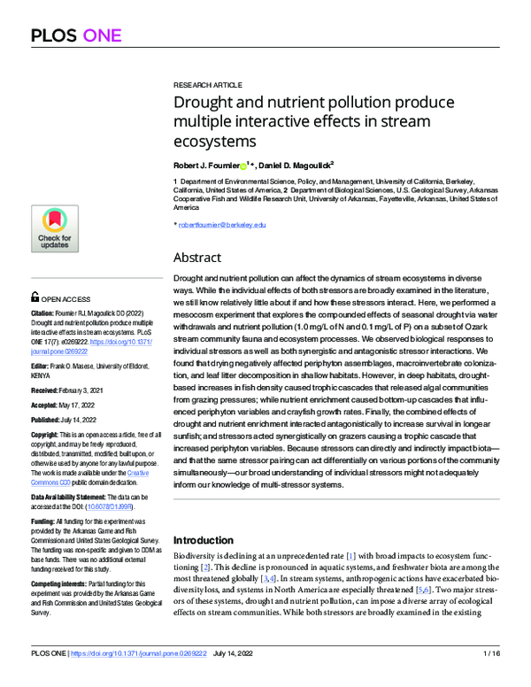 (PDF) Drought and nutrient pollution produce multiple interactive ...