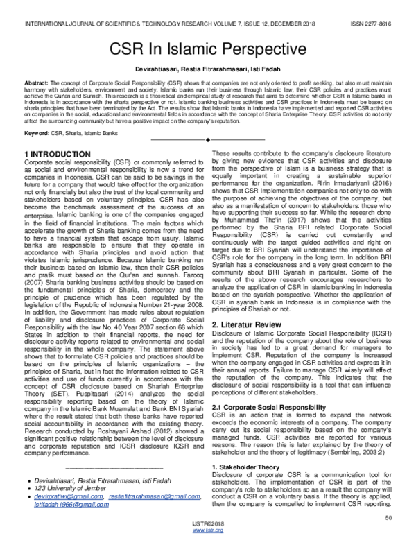 (PDF) CSR In Islamic Perspective