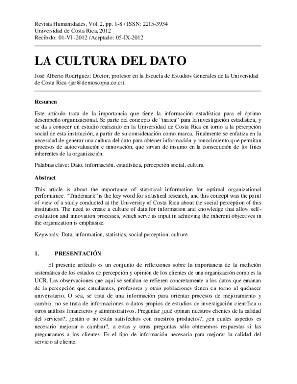 Pdf La Cultura Del Dato