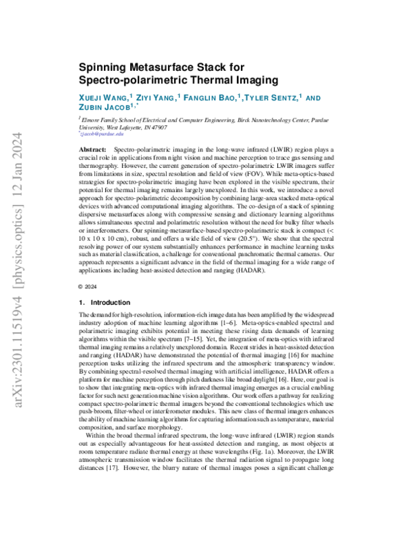 (PDF) Spinning Meta-Cam: Spectro-Polarimetric Long-wave Infrared Thermal Imaging based on ...