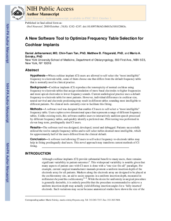 (PDF) A New Software Tool to Optimize Frequency Table Selection for ...