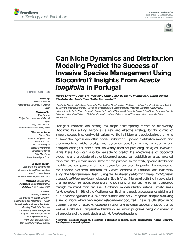 (PDF) Can Niche Dynamics and Distribution Modeling Predict the Success of Invasive Species ...