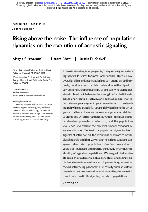 (PDF) Rising above the noise: The influence of population dynamics on ...