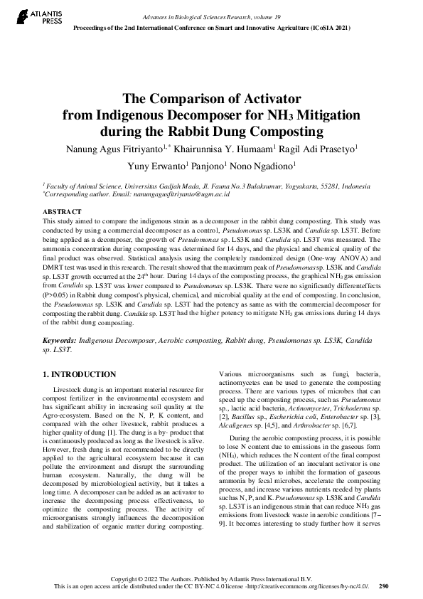 (PDF) The Comparison of Activator from Indigenous Decomposer for NH 3 ...