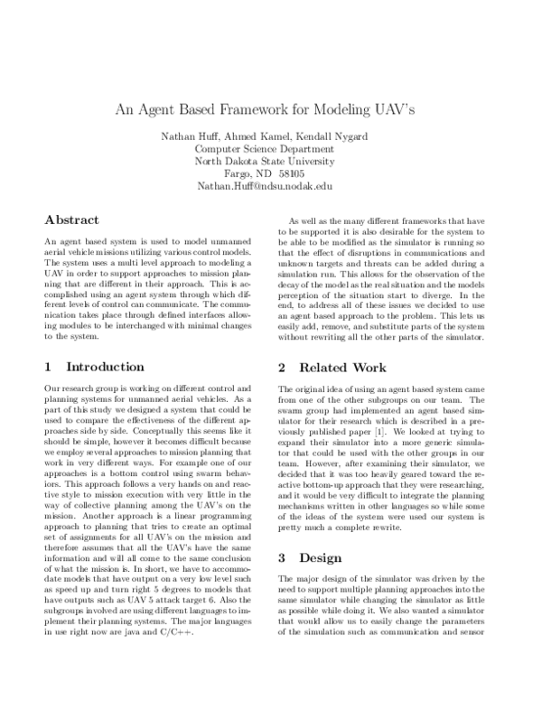 (PDF) An Agent Based Framework for Modeling UAVs