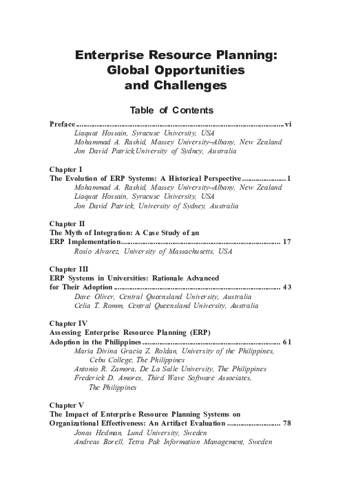 (PDF) Enterprise Resource Planning: Global Opportunities and Challenges