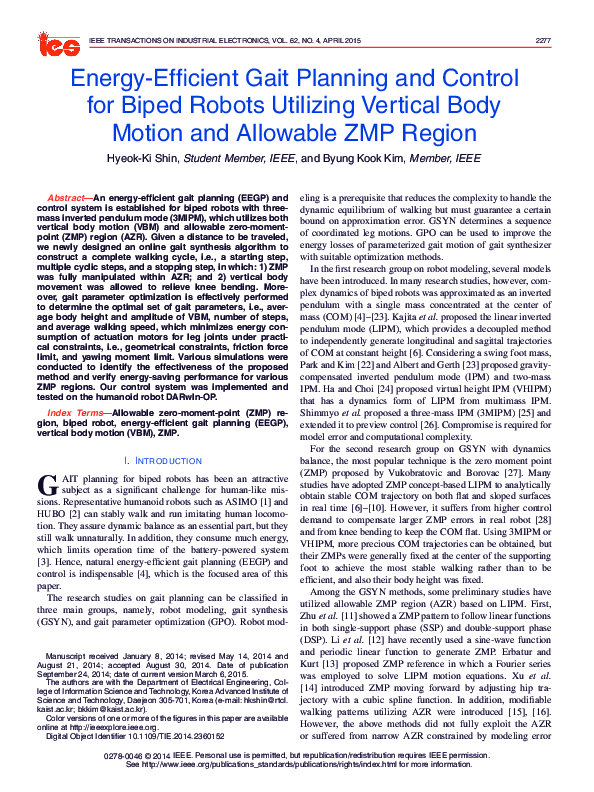 (PDF) Energy-Efficient Gait Planning and Control for Biped Robots ...