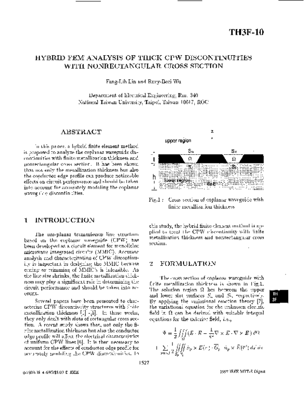 (PDF) Hybrid FEM analysis of thick CPW discontinuities with ...