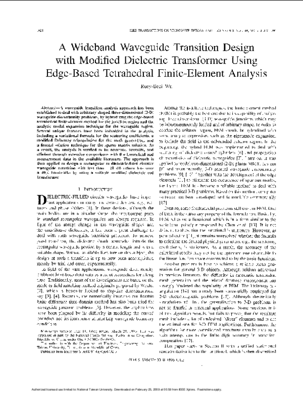 (PDF) A wideband waveguide transition design with modified dielectric transformer using edge ...