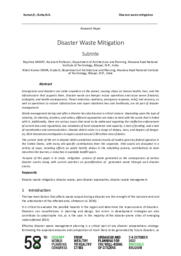 (PDF) Disaster Waste Mitigation