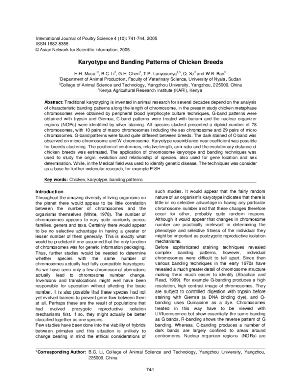 (PDF) Karyotype and Banding Patterns of Chicken Breeds