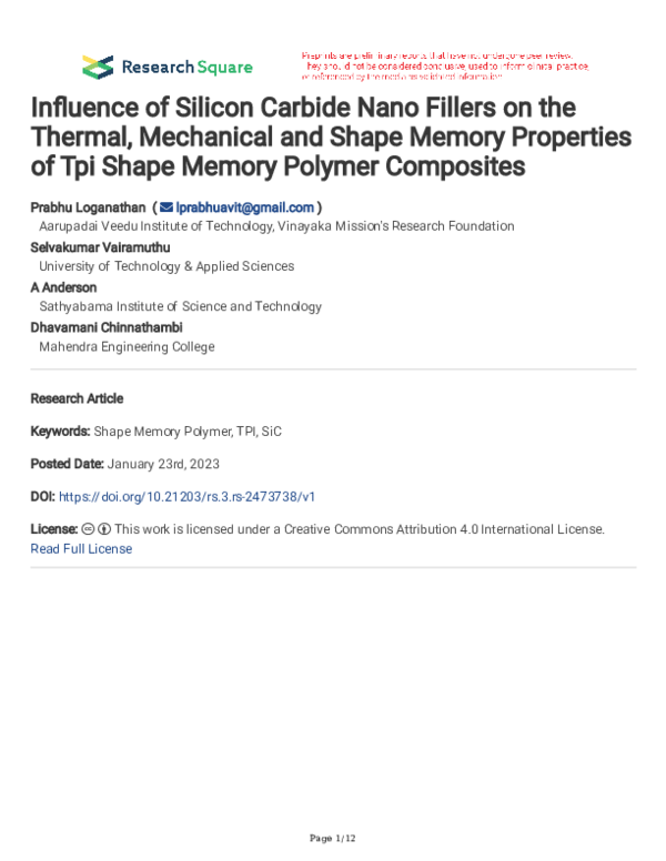 (PDF) Influence of Silicon Carbide Nano Fillers on the Thermal ...