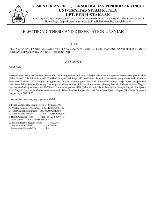 (PDF) Prarancangan Pabrik Minyak Inti Kelapa Sawit (Palm Kernel Oil ...
