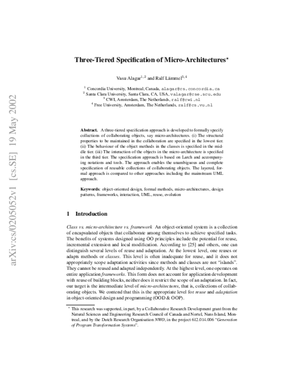 (PDF) Three-Tiered Specification of Micro-architectures