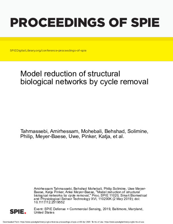 (PDF) Model reduction of structural biological networks by cycle removal