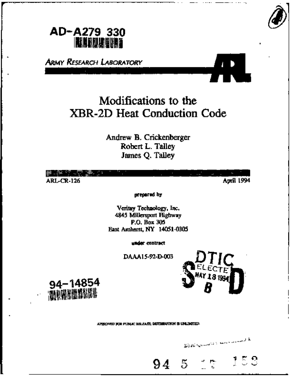 (PDF) Modifications to the XBR-2D Heat Conduction Code