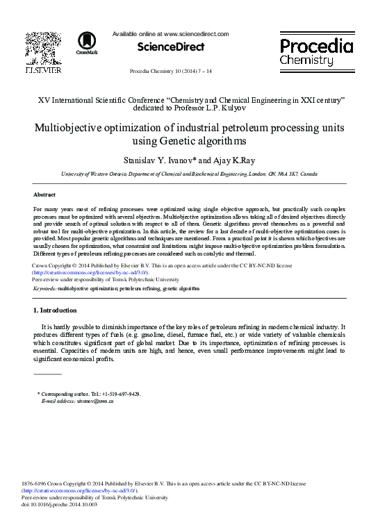 Pdf Multi Objective Optimization Of An Industrial Penicillin V Bioreactor Train Using Non 