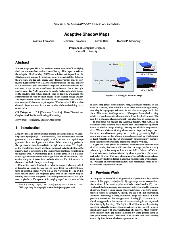 (PDF) Adaptive shadow maps
