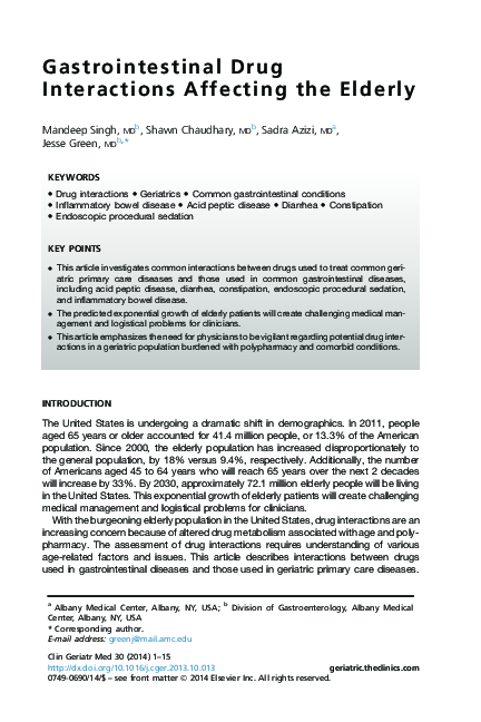 (PDF) Gastrointestinal Drug Interactions Affecting the Elderly