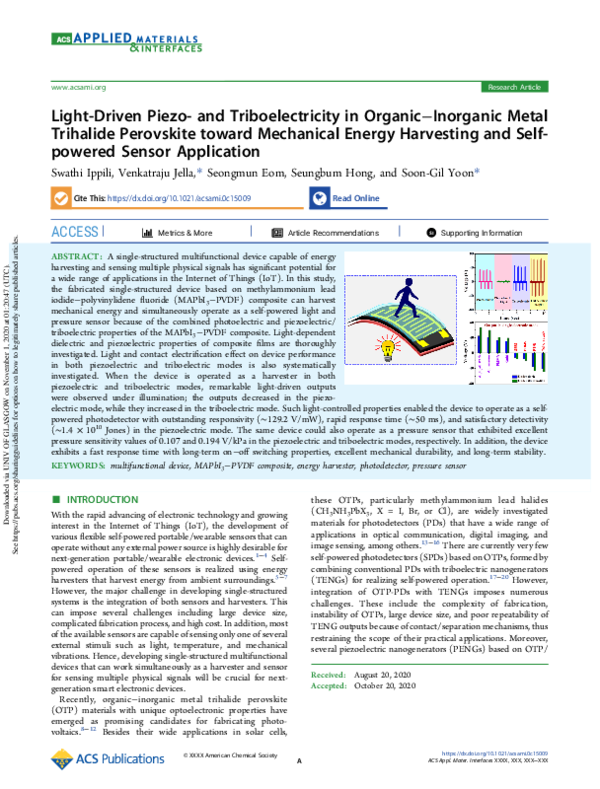 (PDF) Light-Driven Piezo- and Triboelectricity in Organic–Inorganic ...