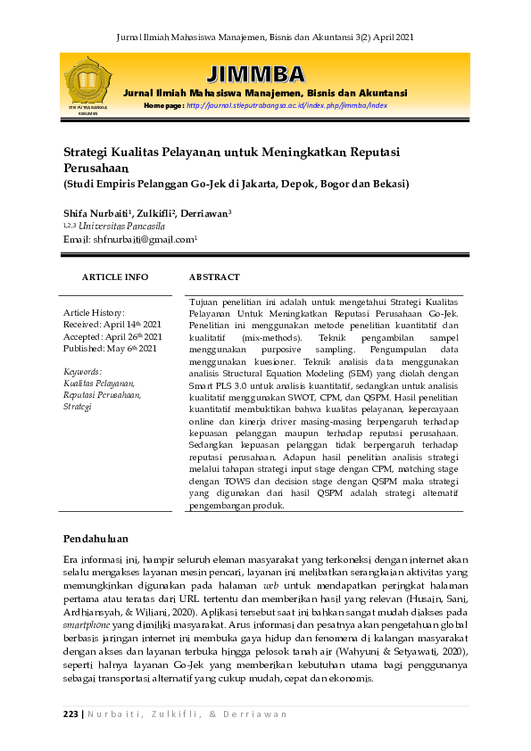 (PDF) Strategi Kualitas Pelayanan untuk Meningkatkan Reputasi Perusahaan