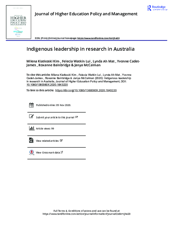 (PDF) Indigenous leadership in research in Australia