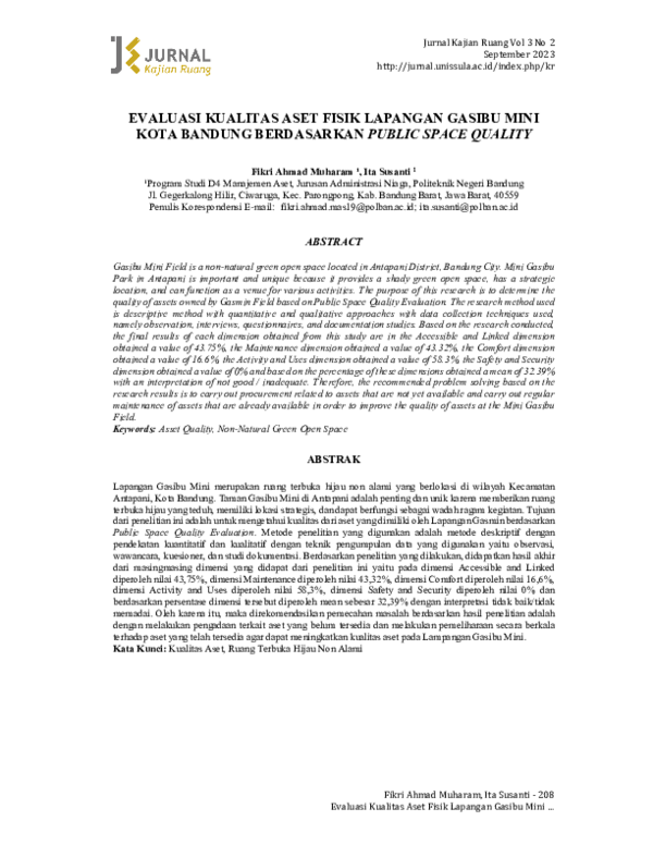 (PDF) Evaluasi Kualitas Aset Fisik Lapangan Gasibu Mini Kota Bandung ...