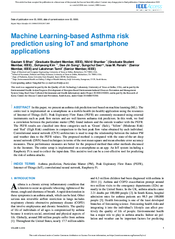 (PDF) Machine Learning-Based Asthma Risk Prediction Using IoT and Smartphone Applications
