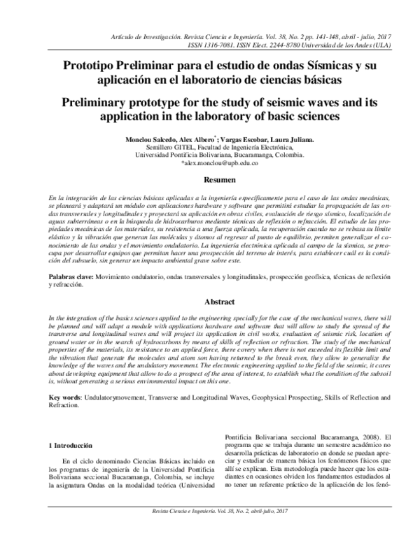 (PDF) Prototipo Preliminar para el estudio de ondas Sísmicas y su ...