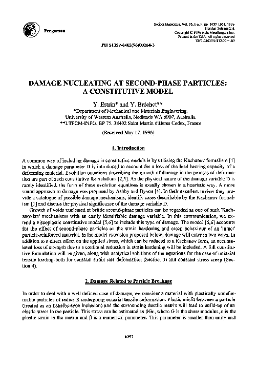 (PDF) Damage nucleating at second-phase particles: A constitutive model