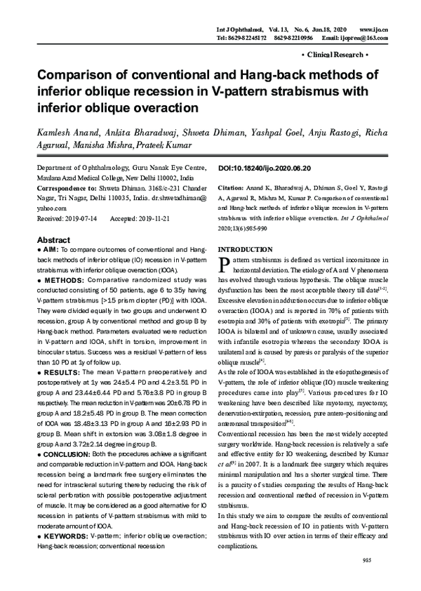(PDF) Comparison of conventional and Hang-back methods of inferior ...