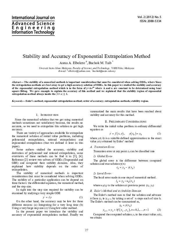 (PDF) Stability and Accuracy of Exponential Extrapolation Method