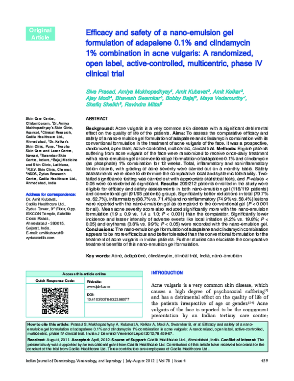 (PDF) Efficacy and safety of a nano-emulsion gel formulation of ...