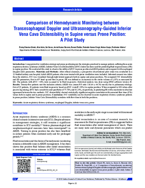 (PDF) Comparison of hemodynamic monitoring between transesophageal ...