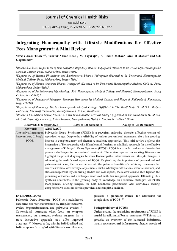 (PDF) Integrating Homoeopathy with Lifestyle Modifications for ...