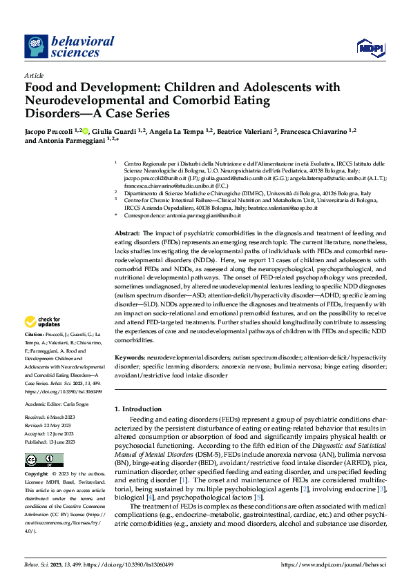 (PDF) Food and Development: Children and Adolescents with Neurodevelopmental and Comorbid Eating ...