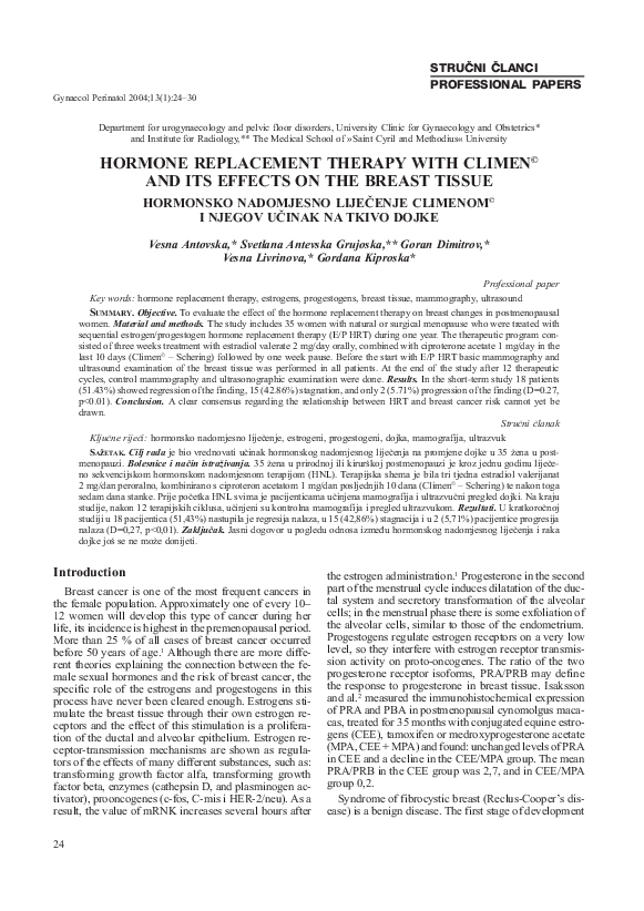 (PDF) Hormone Replacement Therapy with Climen© and Its Effects on the ...