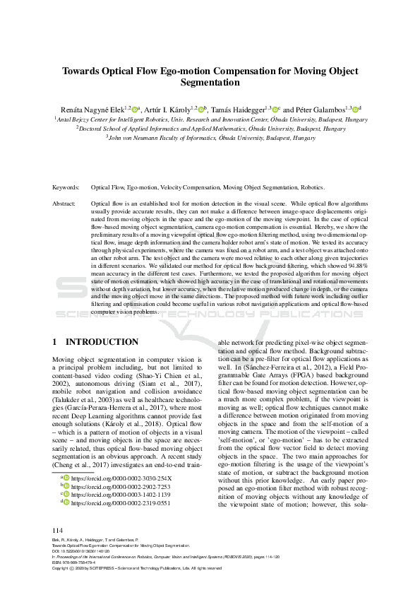 (PDF) Towards Optical Flow Ego-motion Compensation for Moving Object ...