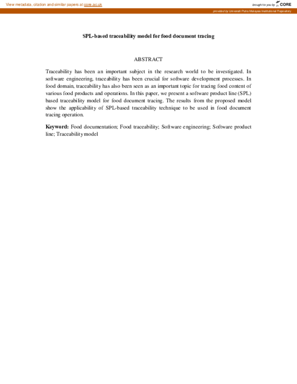 (PDF) SPL-based traceability model for food document tracing