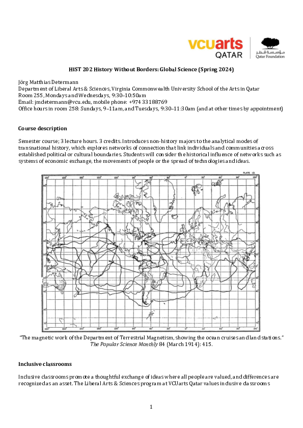 (PDF) HIST 202 History Without Borders: Global Science (Spring 2024)